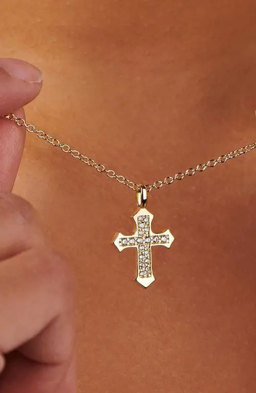 LITTLE SKY STONE 14k Over Sterling Silver Cubic Zirconia Cross Pendant Necklace