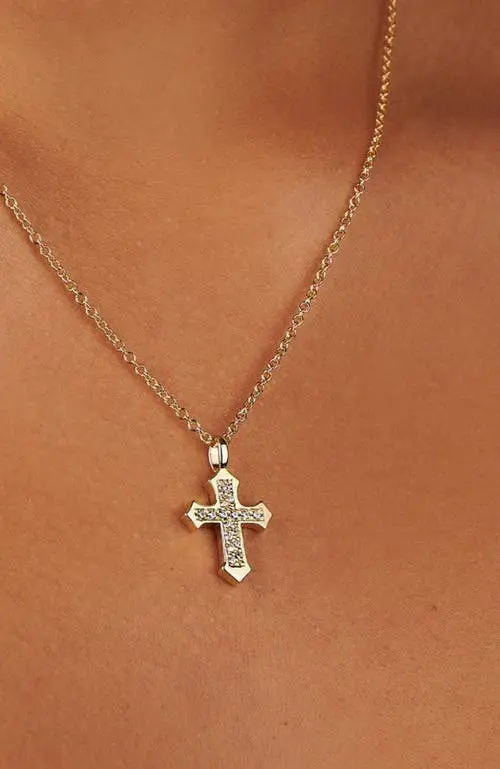 LITTLE SKY STONE 14k Over Sterling Silver Cubic Zirconia Cross Pendant Necklace