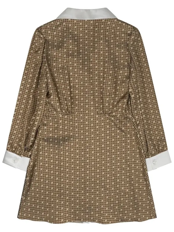 Celine Silk Twill Mini Shirt Dress - Brown