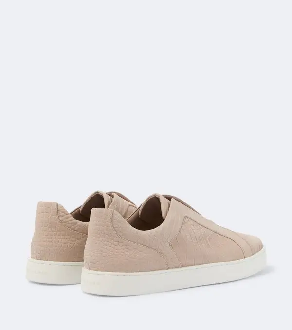 Manolo Blahnik Agilio Croc-effect Leather Slip-on Sneakers