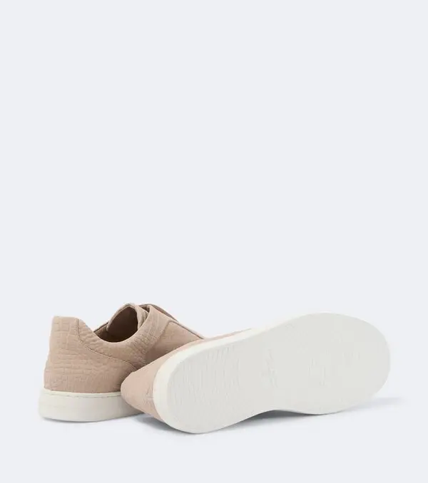 Manolo Blahnik Agilio Croc-effect Leather Slip-on Sneakers