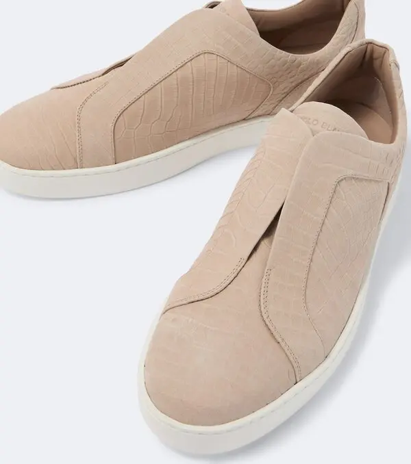 Manolo Blahnik Agilio Croc-effect Leather Slip-on Sneakers
