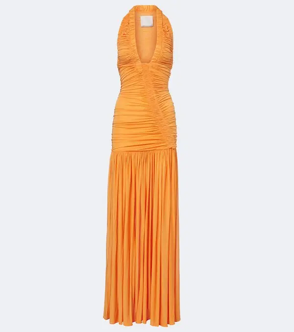 Christopher Esber Orion Ruched Halterneck Gown - Orange