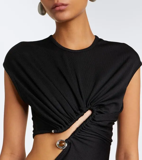 Christopher Esber Droplet Crystal Ribbed-knit Jersey Minidress