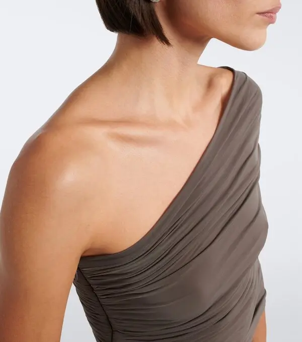 Magda Butrym Draped Off-shoulder Top With Floral Appliqu