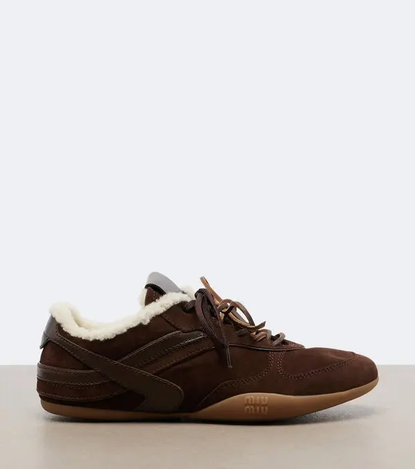 Miu Miu Gymnasium Leather-trimmed Suede Sneakers