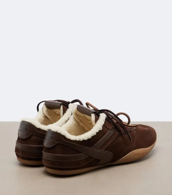 Miu Miu Suede And Shearling Trimmed Sneakers