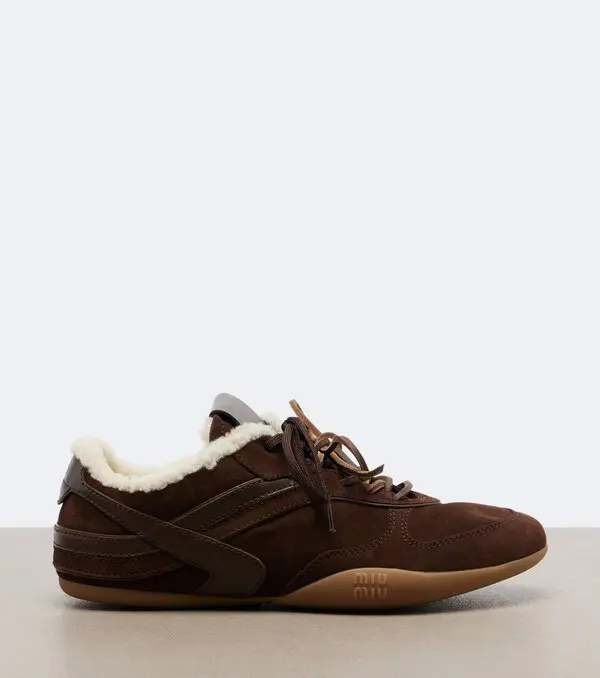 Miu Miu Suede And Shearling Trimmed Sneakers