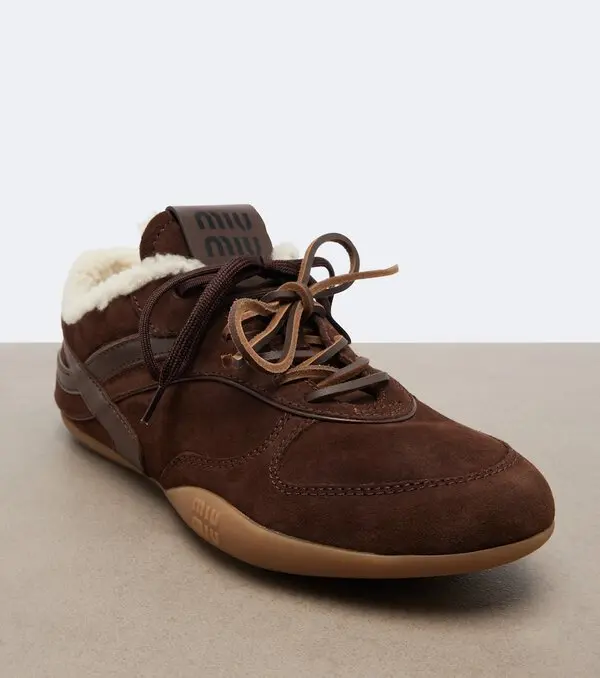 Miu Miu Suede And Shearling Trimmed Sneakers