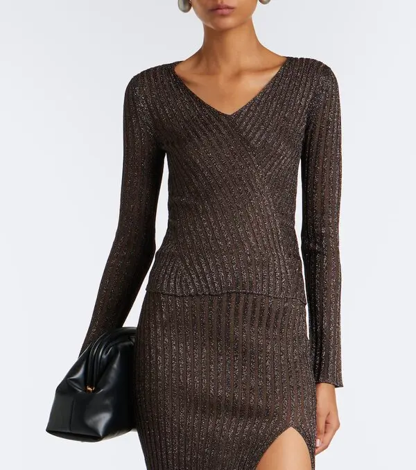 Missoni Striped Lamé V-neck Top