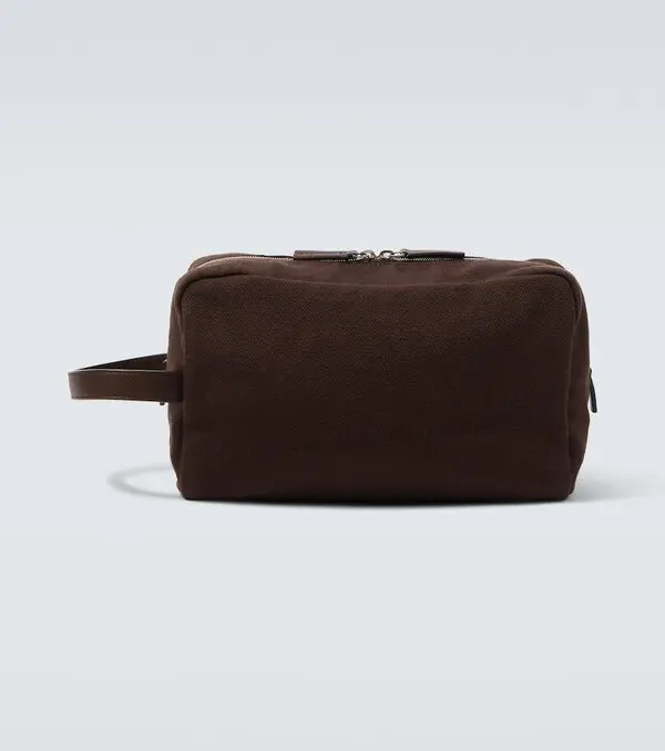 THE ROW Astra Leather-trimmed Canvas Pouch