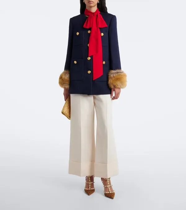 Valentino Garavani Shearling-trimmed Wool-blend Tweed Jacket