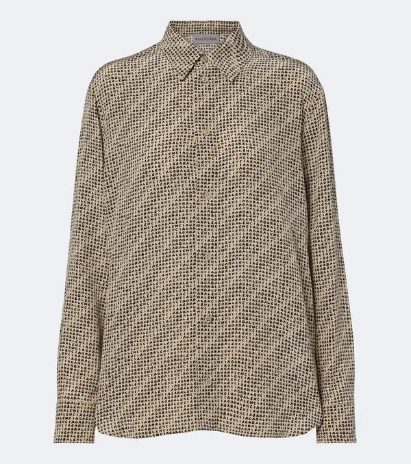 Balenciaga Printed Silk Shirt - Beige