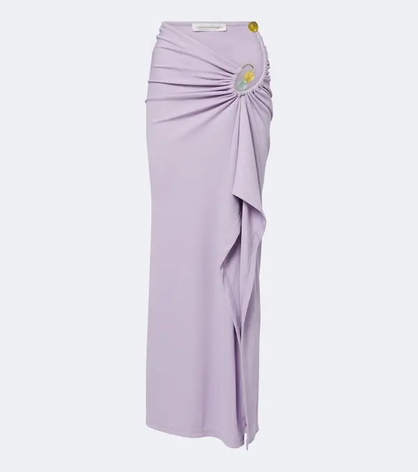 Christopher Esber Spiral Beach Glass Ribbed-knit Jersey Maxi Skirt - Purple