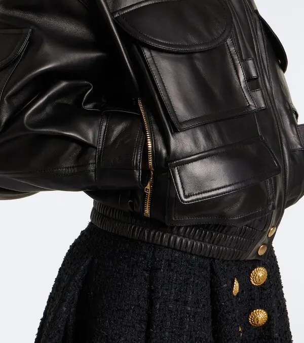 Balmain Cropped Leather Jacket