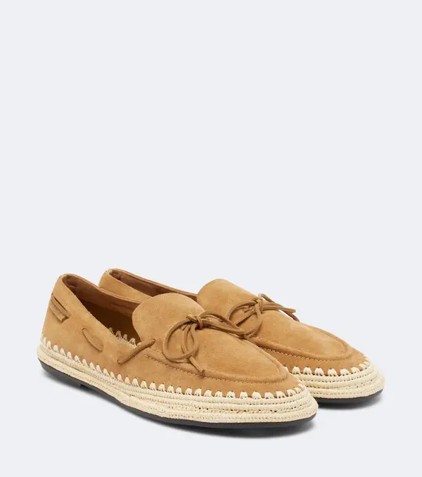 Tory Burch The Raffia Boaty Suede Espadrilles - Beige