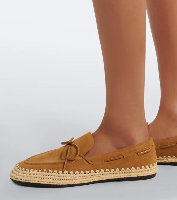 Tory Burch The Raffia Boaty Suede Espadrilles