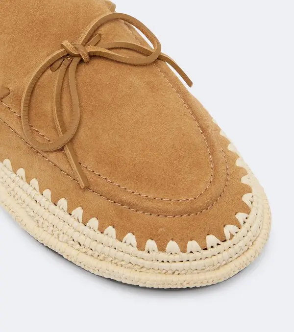 Tory Burch The Raffia Boaty Suede Espadrilles