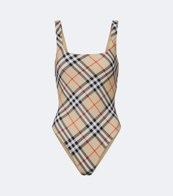 Burberry Check Swimsuit - Beige