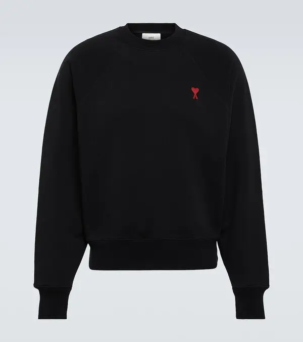 AMI Paris De Coeur Cotton Jersey Sweatshirt - Black