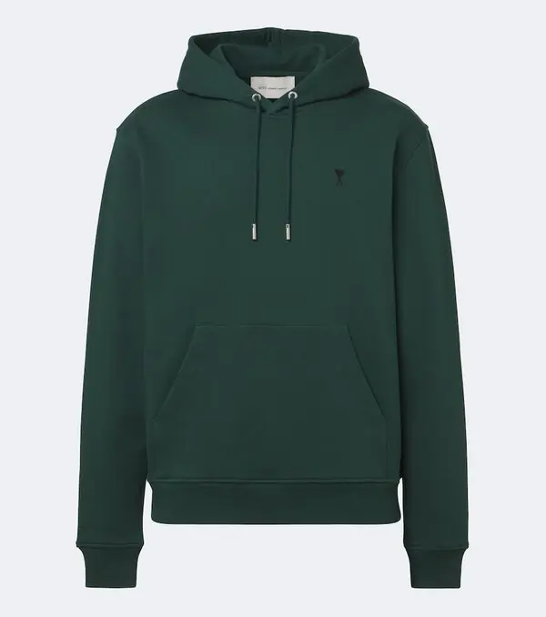 AMI Paris Cotton Jersey Sweatshirt With Embroidered De Cœur Logo - Green