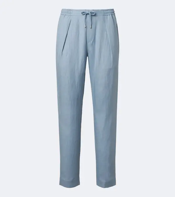 Ralph Lauren Purple Label Silk And Linen Straight Pants - Blue