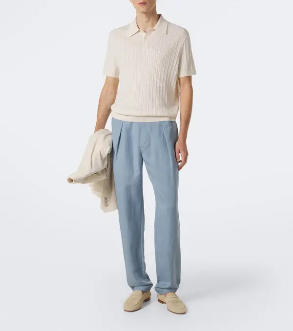 Ralph Lauren Purple Label Silk And Linen Straight Leg Pants