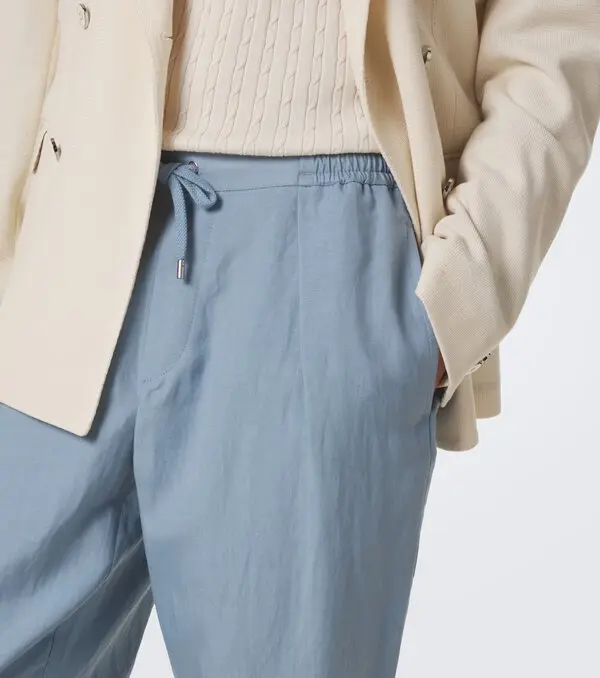 Ralph Lauren Purple Label Silk And Linen Straight Leg Pants
