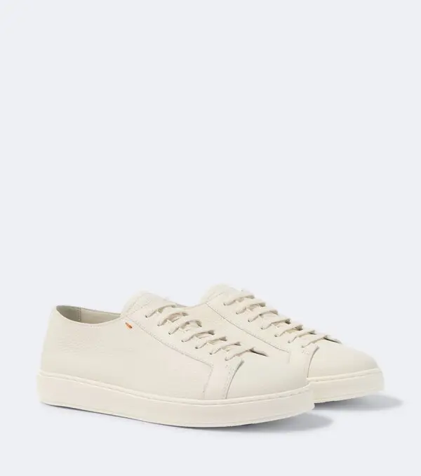 Santoni Leather Lace-up Sneakers - White