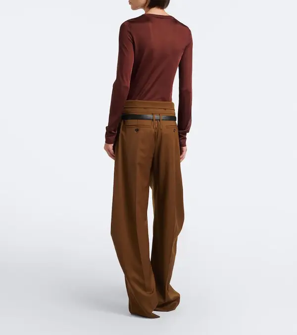 FERRAGAMO Wool And Cashmere Barrel-leg Pants