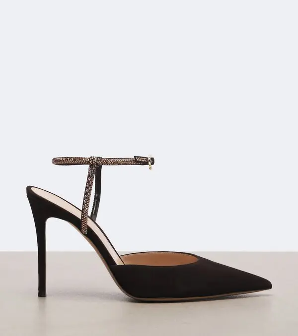 GIANVITO ROSSI Embellished Suede Slingback Pumps