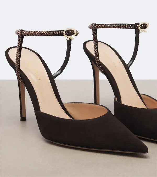 GIANVITO ROSSI Embellished Suede Slingback Pumps