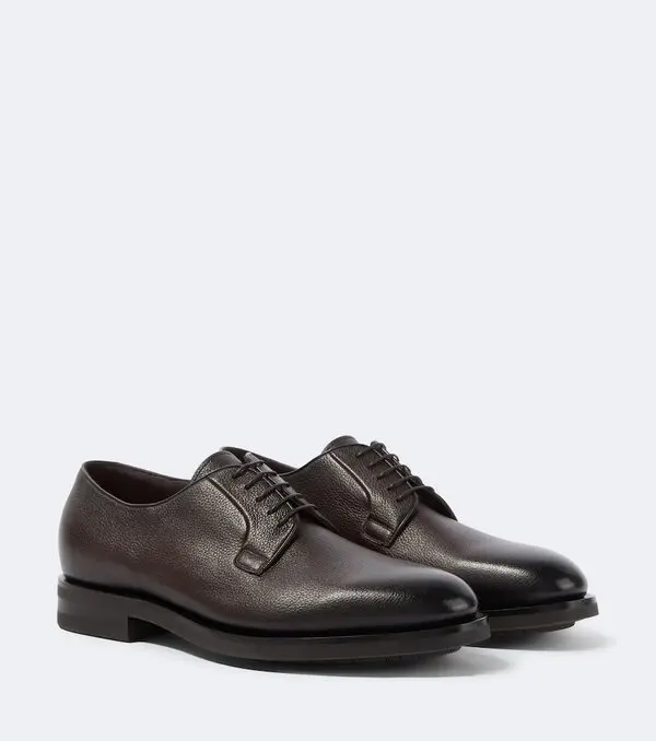 Santoni Ensley Leather Derby Shoes - Brown