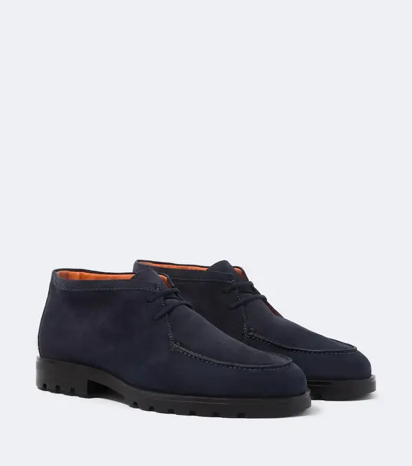 Santoni Rock Wallabee Suede Boots - Blue
