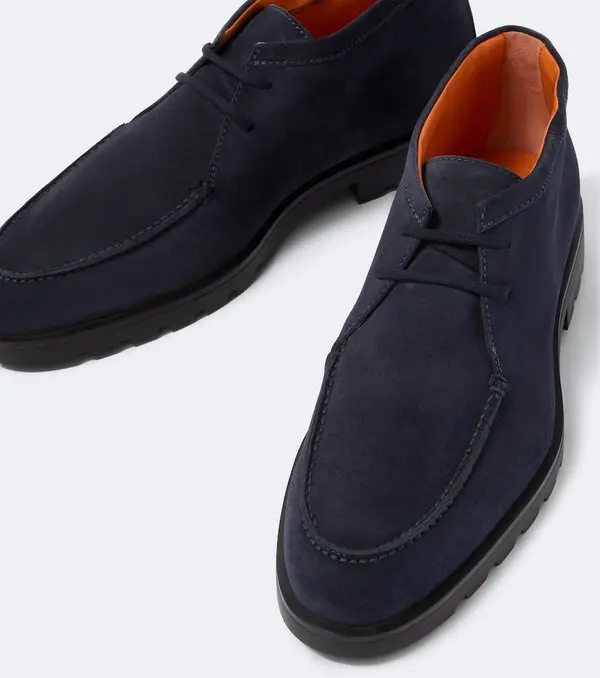 Santoni Rock Wallabee Suede Boots - Blue