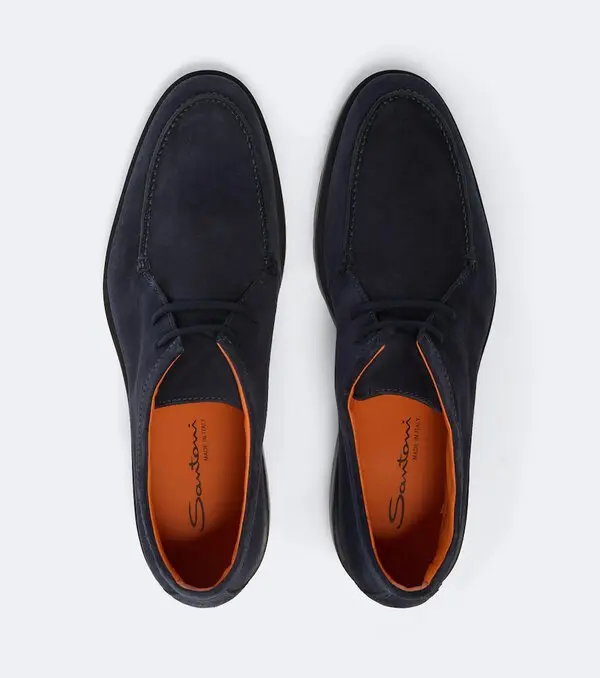 Santoni Rock Wallabee Suede Boots - Blue