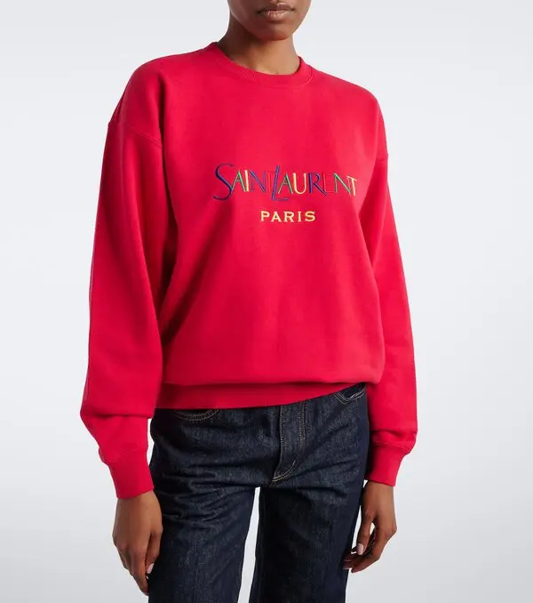 Saint Laurent Logo Cotton Jersey Sweatshirt