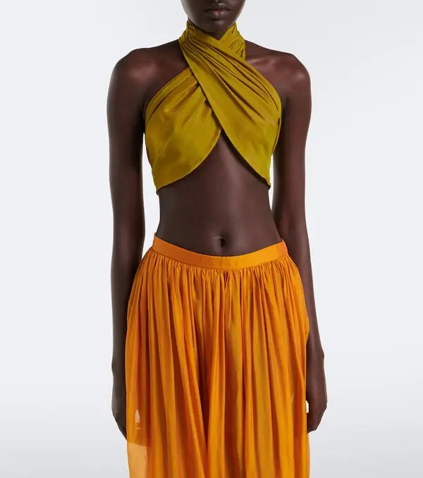 Retrofete Fable Halterneck Chiffon Crop Top