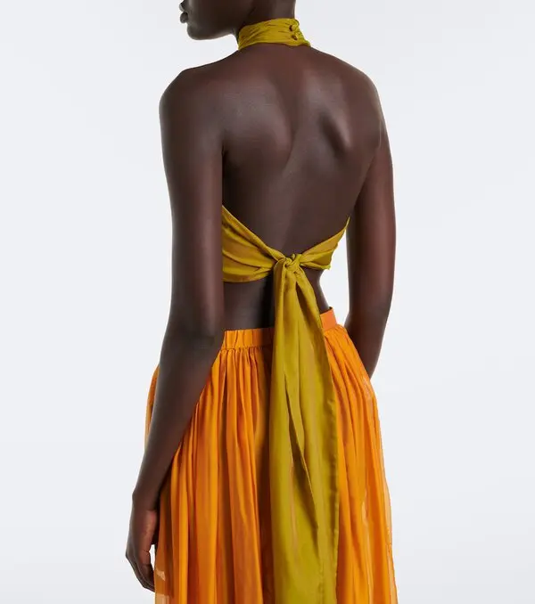 Retrofete Fable Halterneck Chiffon Crop Top