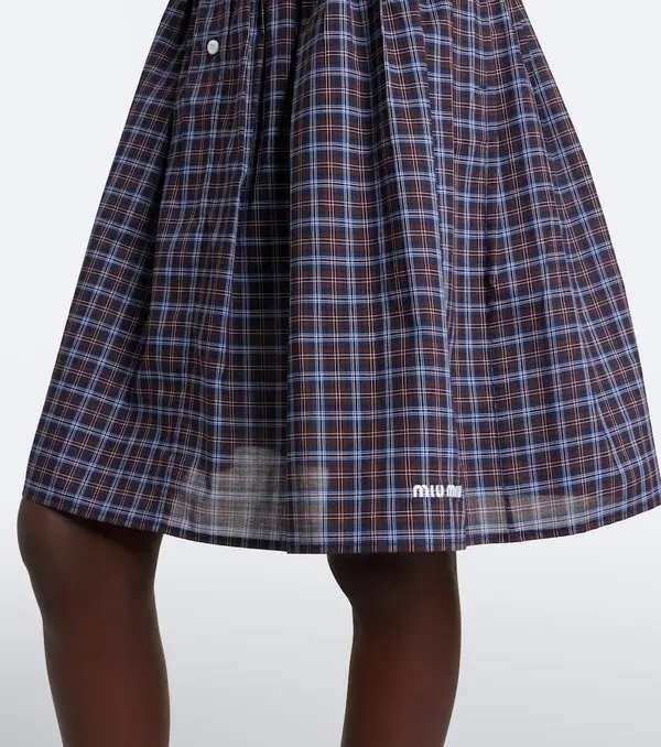 Miu Miu Checked Cotton Poplin Miniskirt