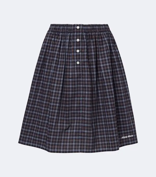 Miu Miu Checked Cotton Poplin Miniskirt - Multicoloured