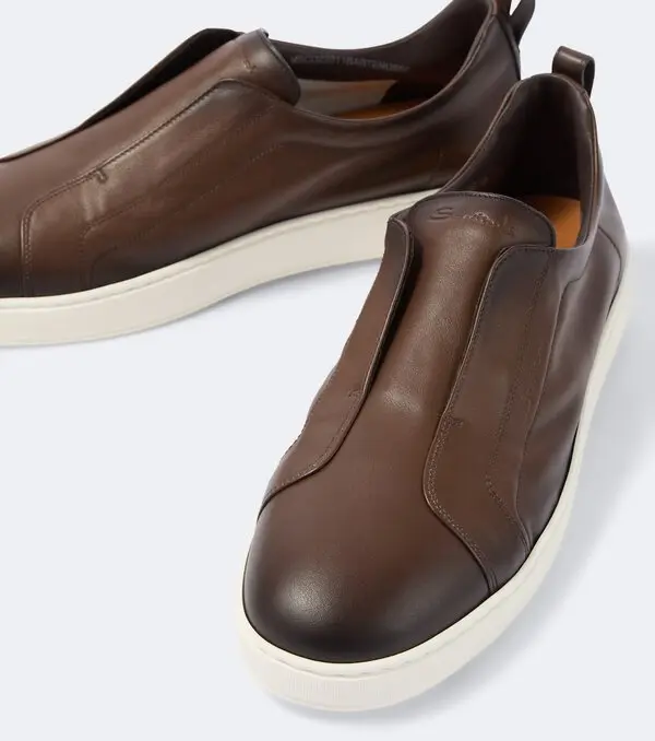 Santoni Victory Leather Slip-on Sneakers