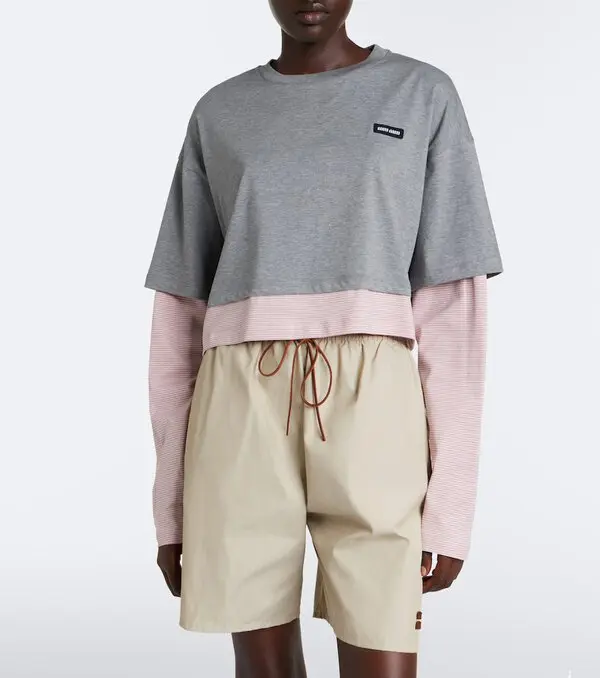 Miu Miu Layered Cotton Jersey T-shirt