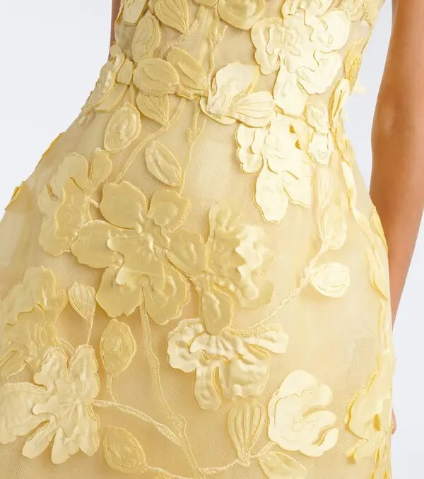 Monique Lhuillier Floral Tulle Midi Dress