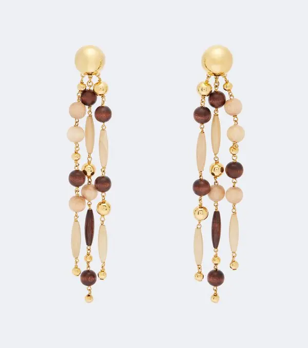 Rabanne Beaded Drop Earrings - Gold