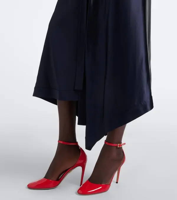FERRAGAMO Draped Satin-trimmed Jersey Midi Dress