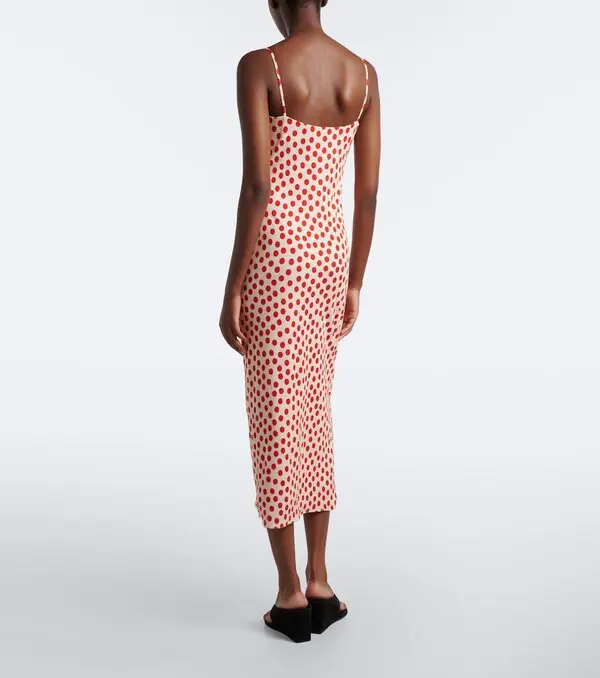 Alaïa Polka Dot Jersey Midi Dress - White