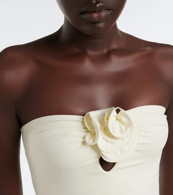Magda Butrym Floral-appliqué Gathered Swimsuit