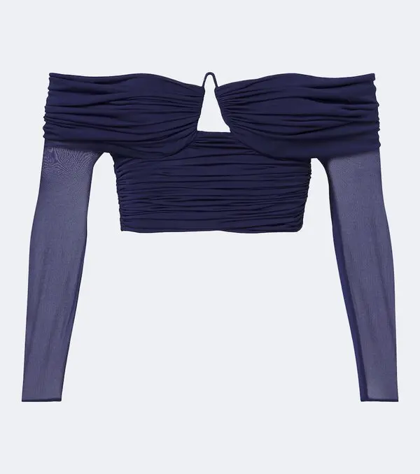 Christopher Esber Marin Draped Off-shoulder Top - Blue