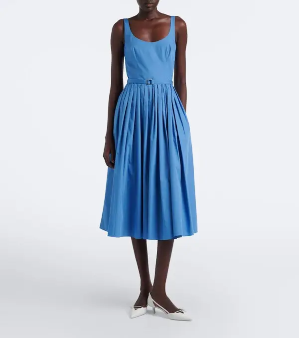 EMILIA WICKSTEAD Eglantine Belted Cotton Poplin Midi Dress